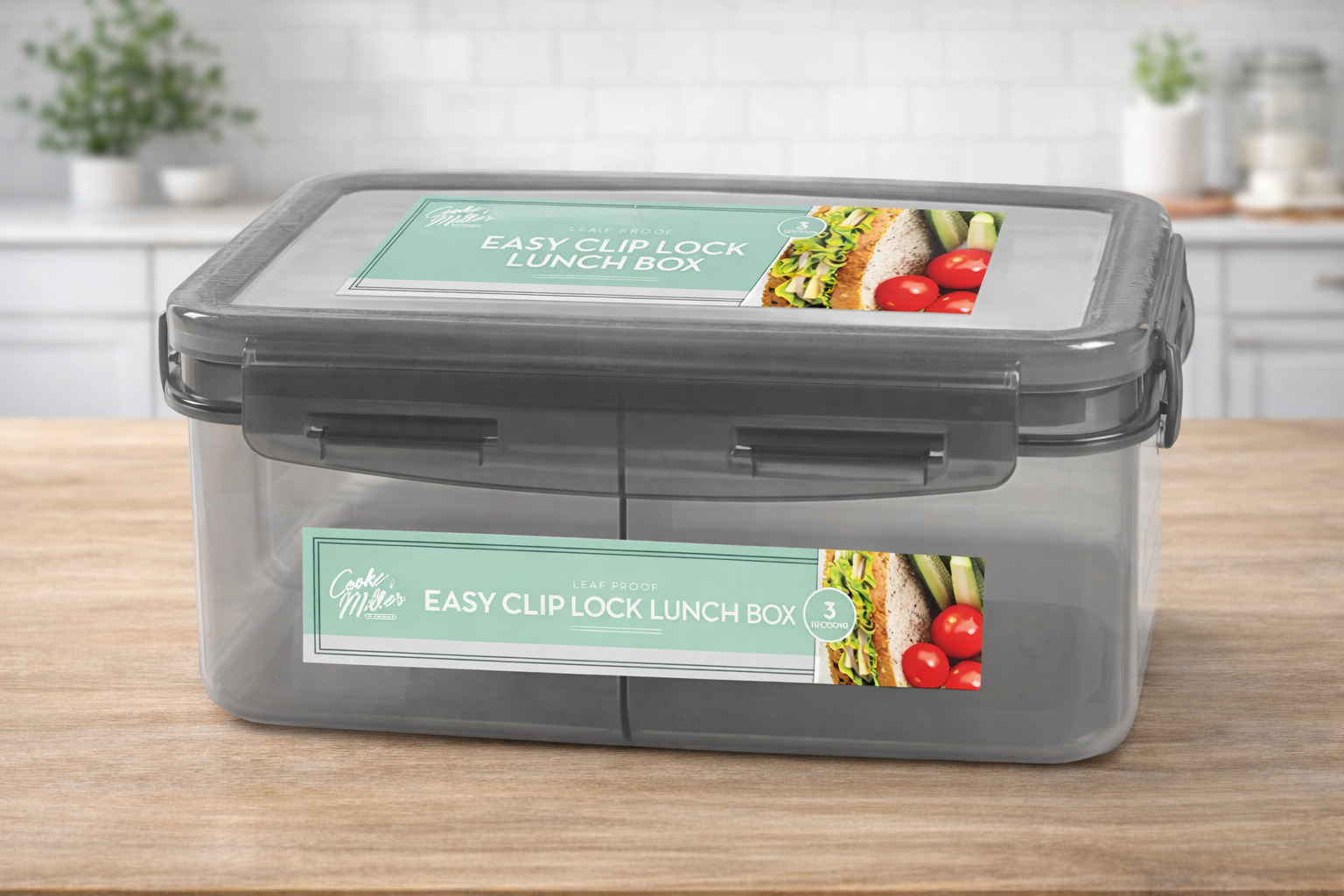 Easy Clip Lock Lunch Box with 3 Sections - Perfect for Meal Prep and O ...